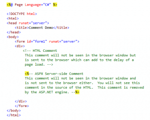 Using Server-side Comments in ASP.NET | ITGeared