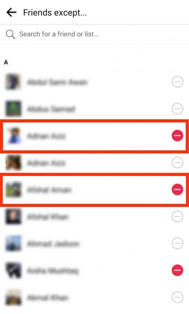 What Does Friends Except Mean on Facebook? | ITGeared