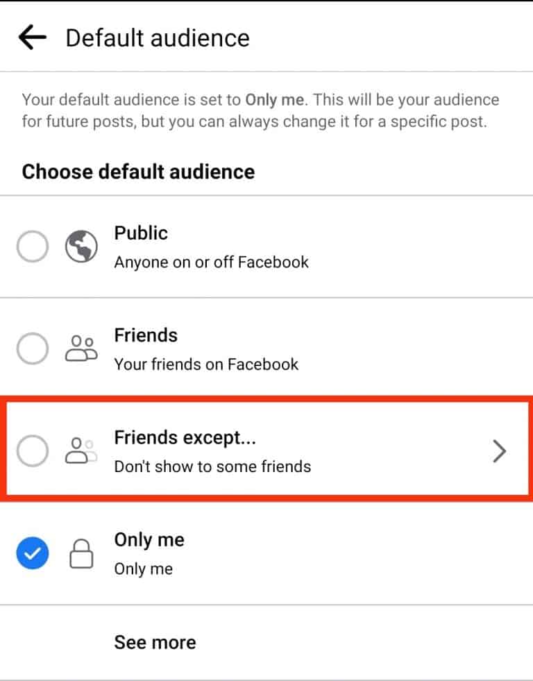 What Does Friends Except Mean on Facebook? | ITGeared